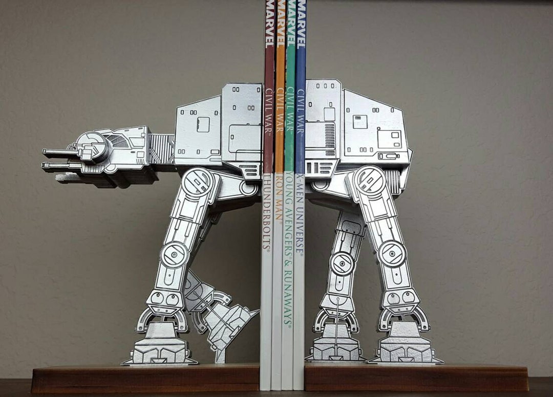 Bookends, AT AT on a Leash, Metallic Silver - Etsy