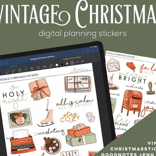Vintage Christmas Digital Stickers for Goodnotes Digital - Etsy