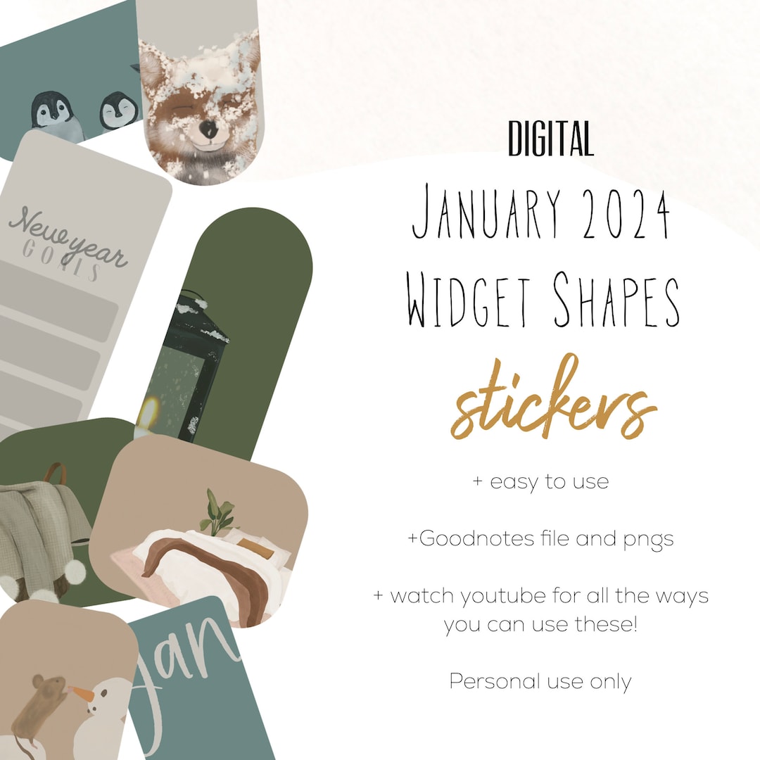 January 2024 Digital Shape Widgets | Winter Goodnotes Modern Stickers ...