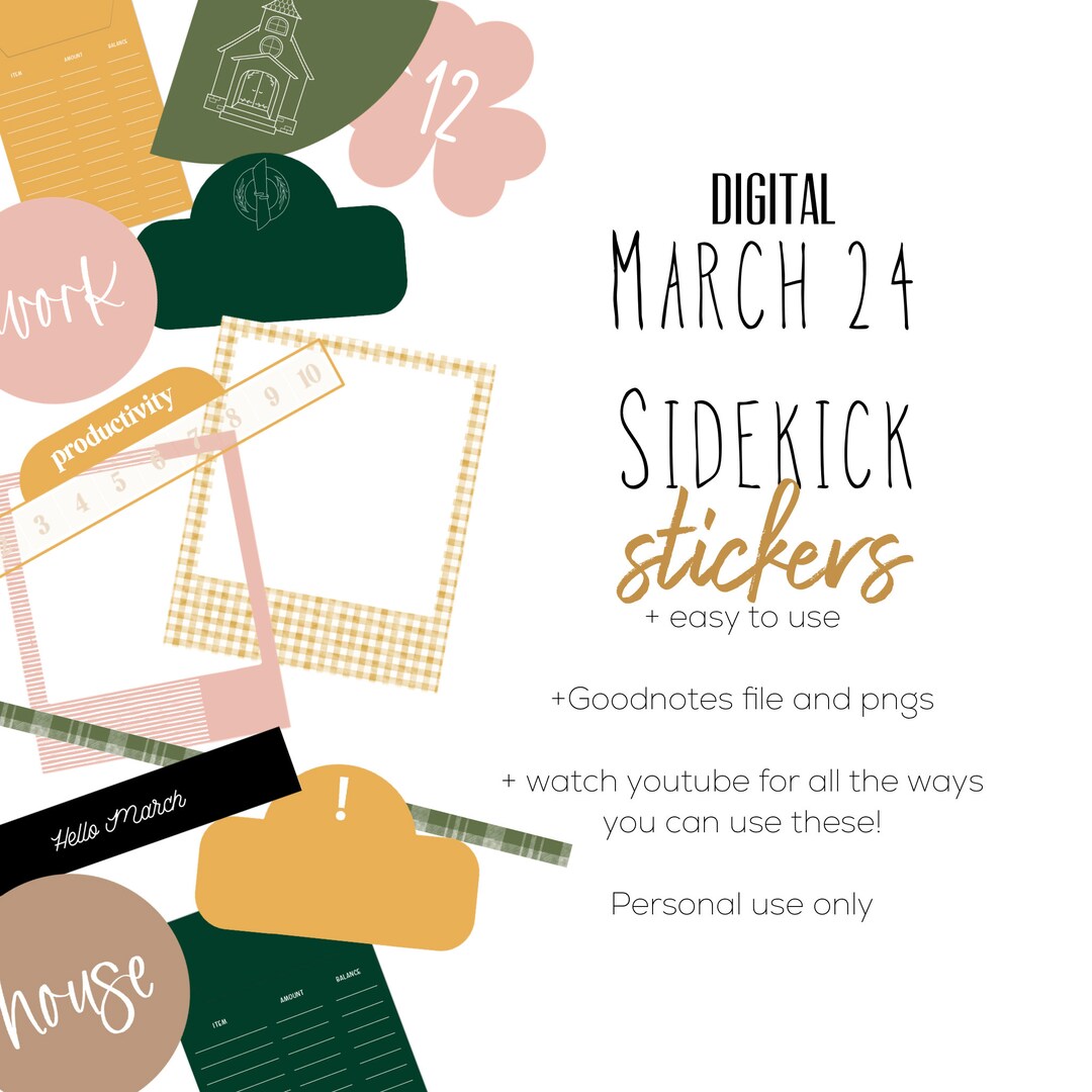 March 2024 Sidekick Stickers | Digital Goodnotes Modern Stickers ...