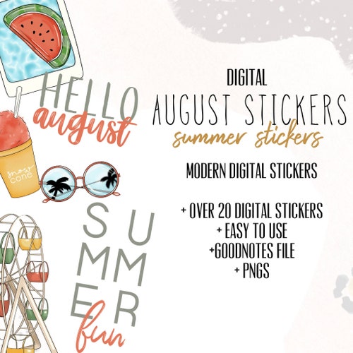 August Digital Stickers for Goodnotes Summer Modern - Etsy