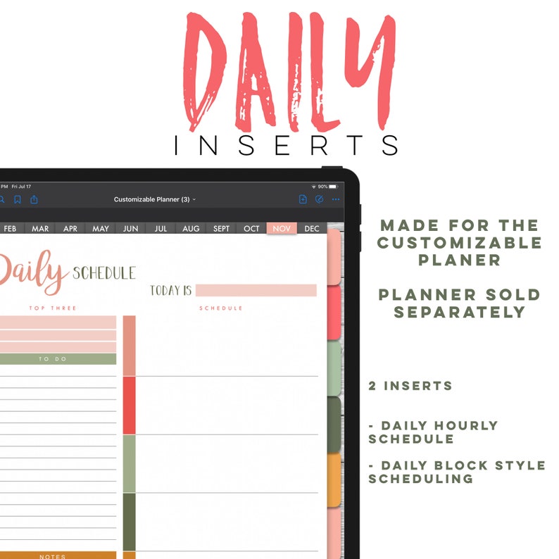 Daily Planner Digital INSERTS for the Customizable Digital Planner ...