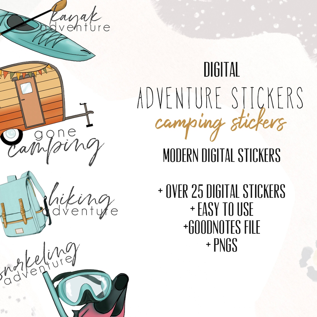 Adventure Digital Stickers | Travel Goodnotes Modern Stickers, Digital ...