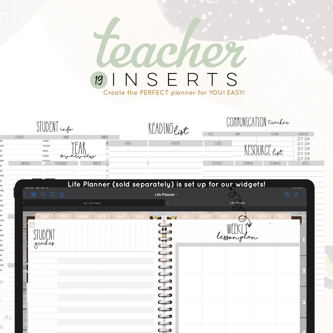 Teacher Digital INSERTS for the Customizable or LIFE Digital Planner ...