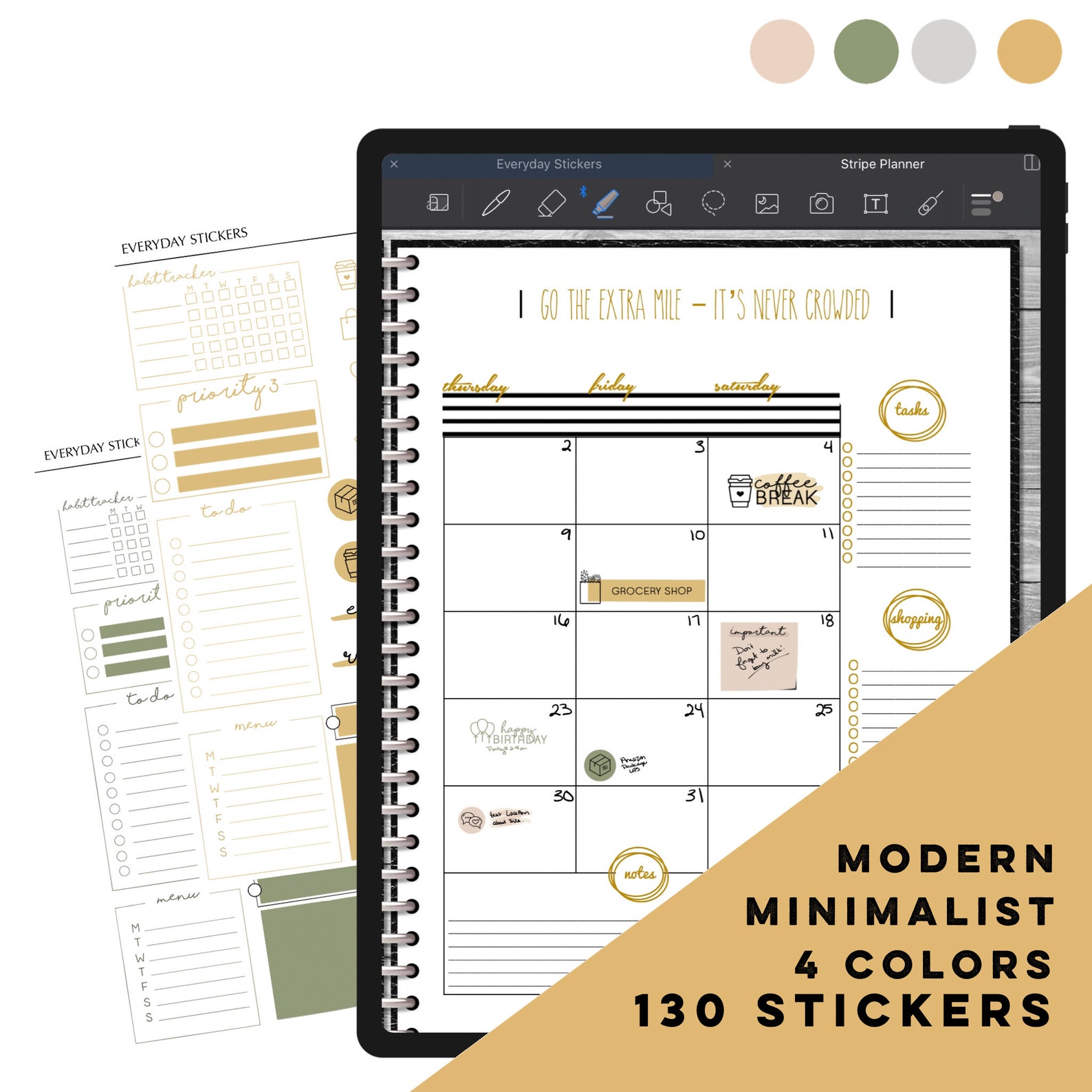 Everyday Common Minimalist Modern Digital Stickers for | Etsy