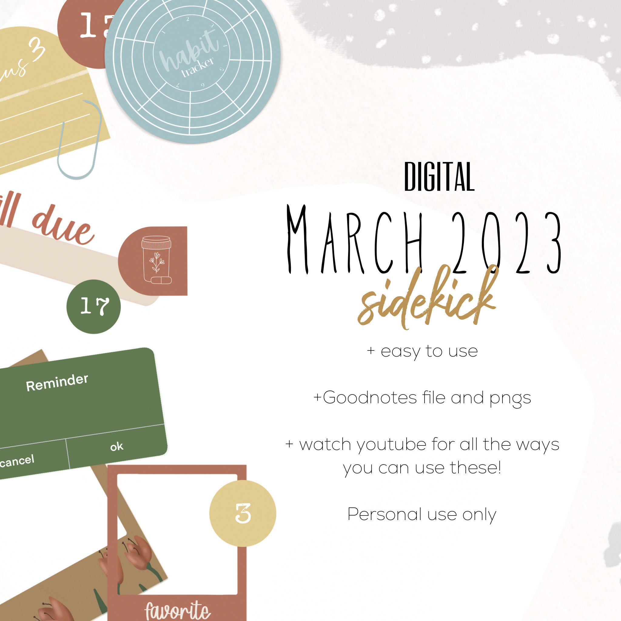 March 2023 Sidekick Stickers Digital Stickers | Spring Stickers ...