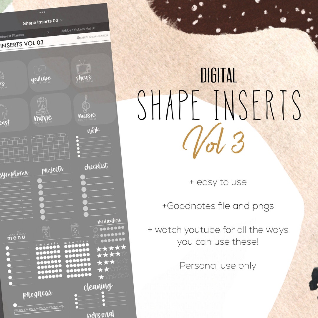 Shape Inserts Vol 3 Stickers | Modern Digital Widget Stickers - Etsy