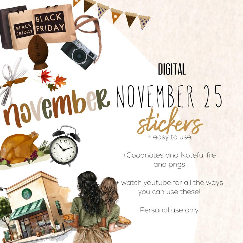 November Stickers - Etsy