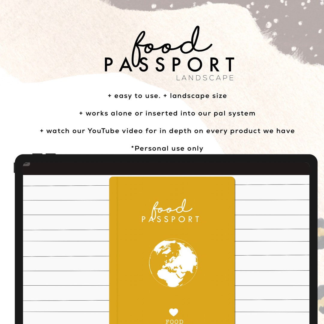Restaurant Food Review Pal LANDSCAPE | Passport Style Digital Planner ...