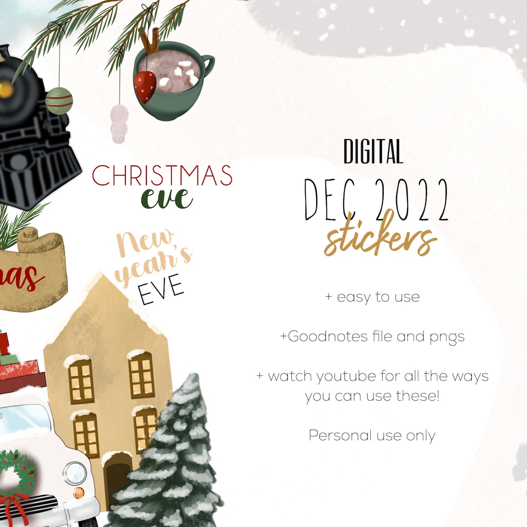 December 2022 Digital Stickers | Christmas Goodnotes Modern Stickers ...