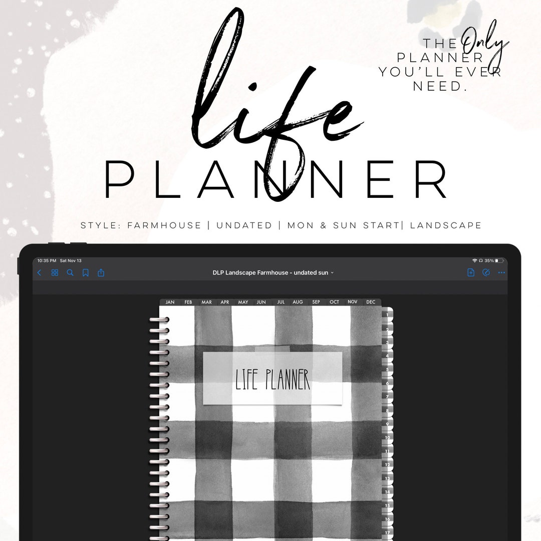 Life Planner Farmhouse Undated Landscape | Digital Life Planner Easy ...