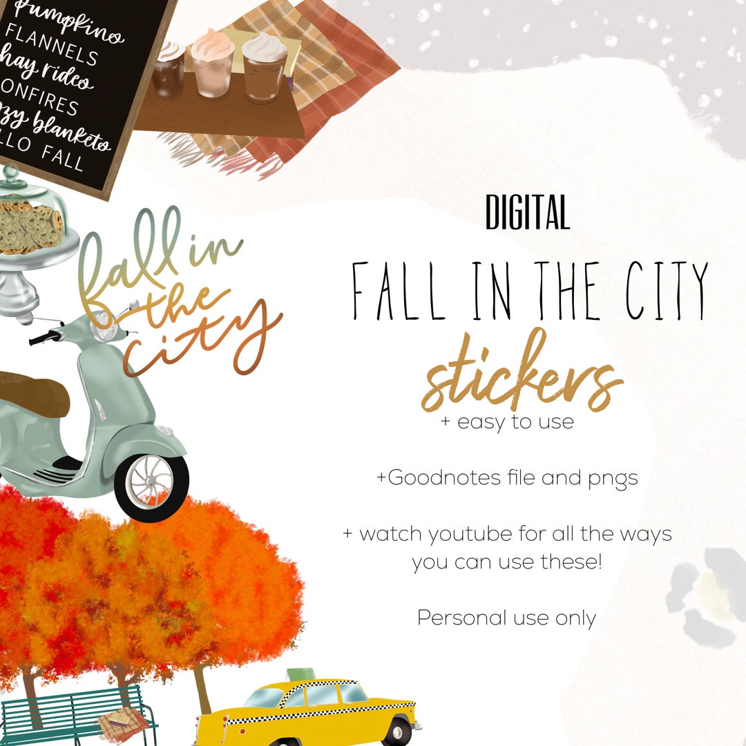 Fall in the City Digital Stickers, Digital Planning, Fall Trees ...