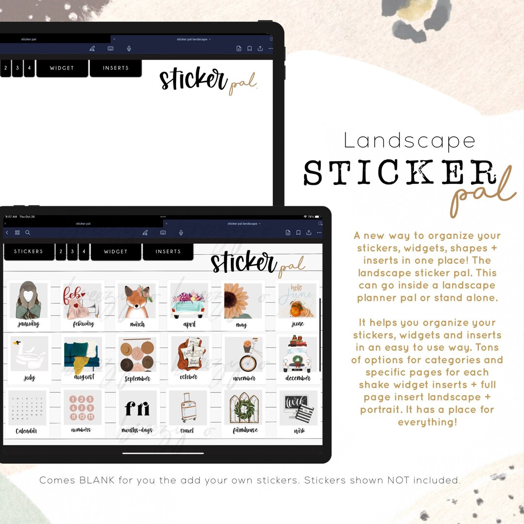 Landscape Sticker Pal Sticker, Widget and Insert Organizer | Digital ...