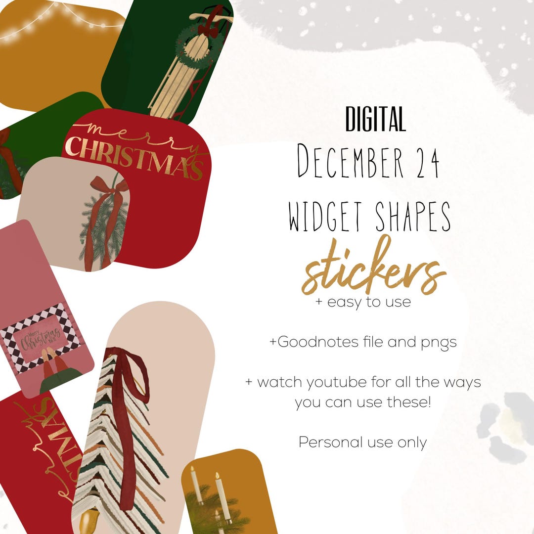 December Shape Widgets 2024 for Goodnotes | Winter Christmas Colored ...