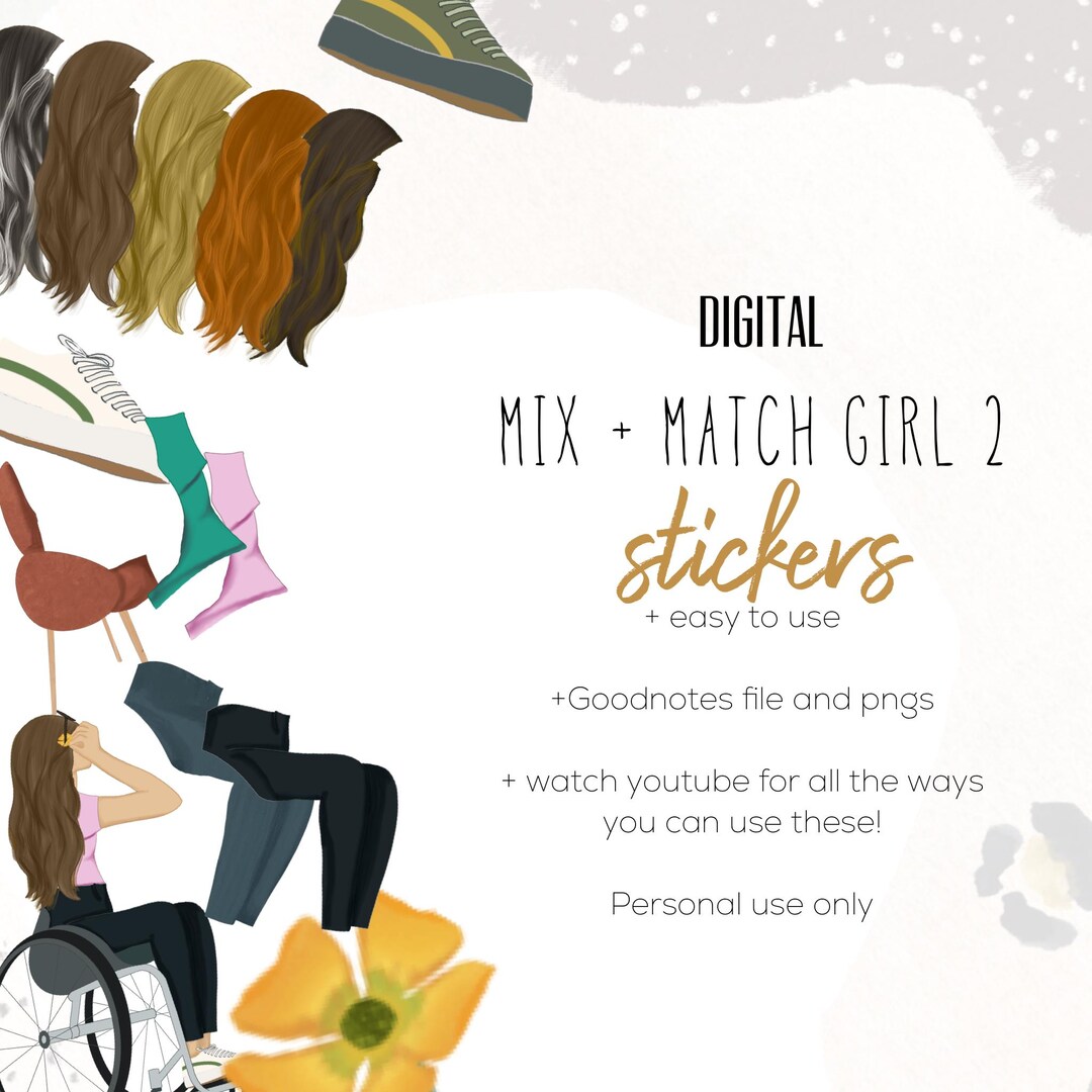 Mix + Match Girls 2 Digital Stickers | Girl Mix and Match Stickers ...