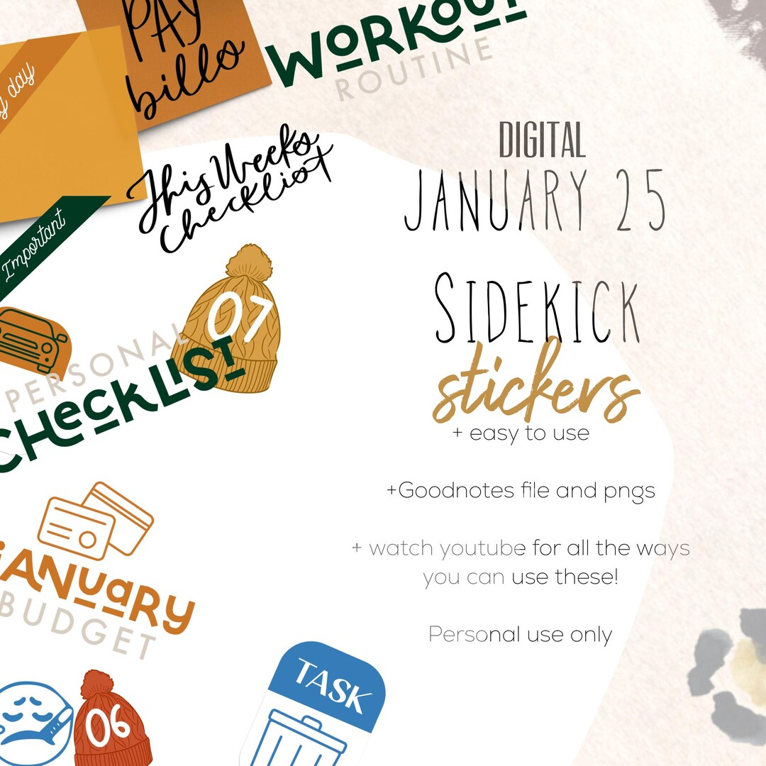 January 2025 Sidekick Stickers | Winter Goodnotes Modern Stickers ...