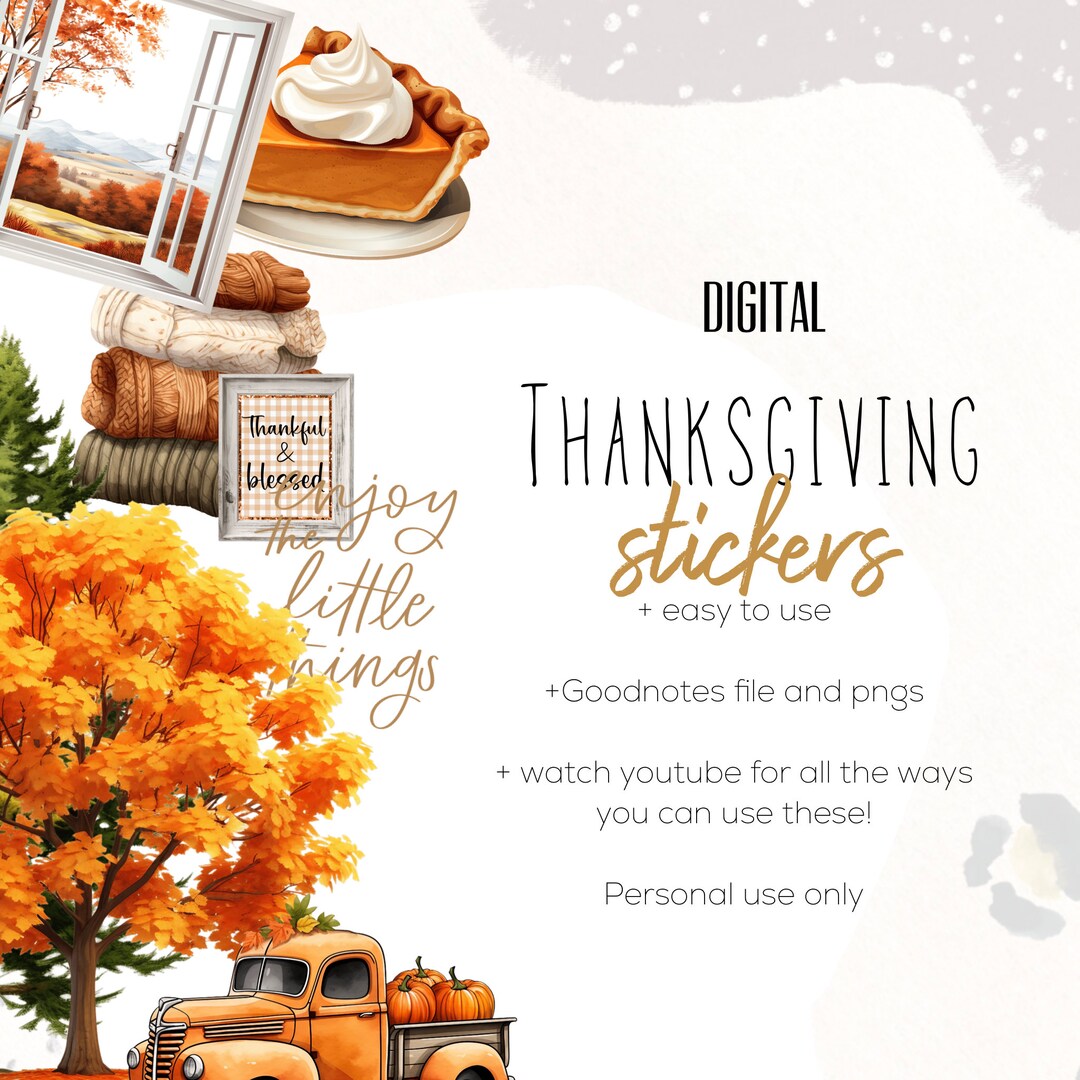 Thanksgiving Digital Stickers, Fall Digital Stickers, Digital Planning ...