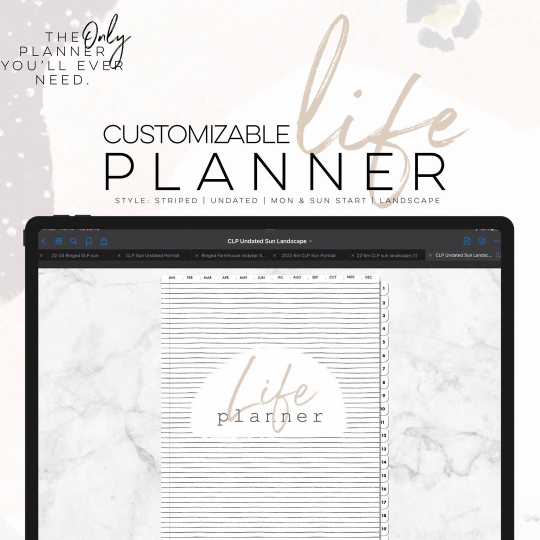 Customizable Life Planner Undated LANDSCAPE | Digital Life Planner Easy ...
