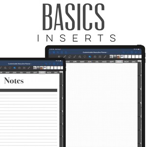 Basic Dot, Notes, and Vision Board Masculine Digital INSERTS for the ...