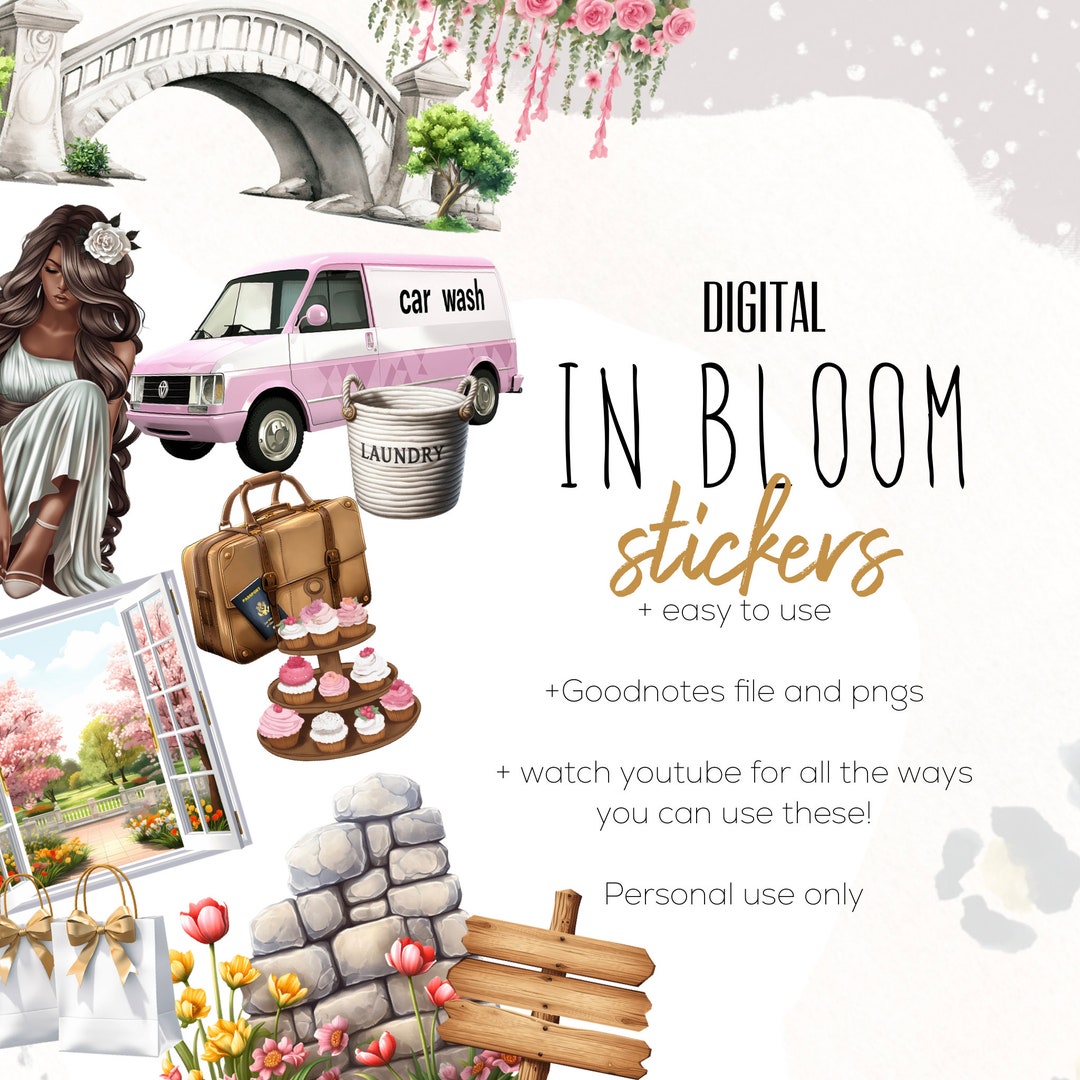 In Bloom Digital Stickers, Digital Planning, Floral, Girl Stickers for ...