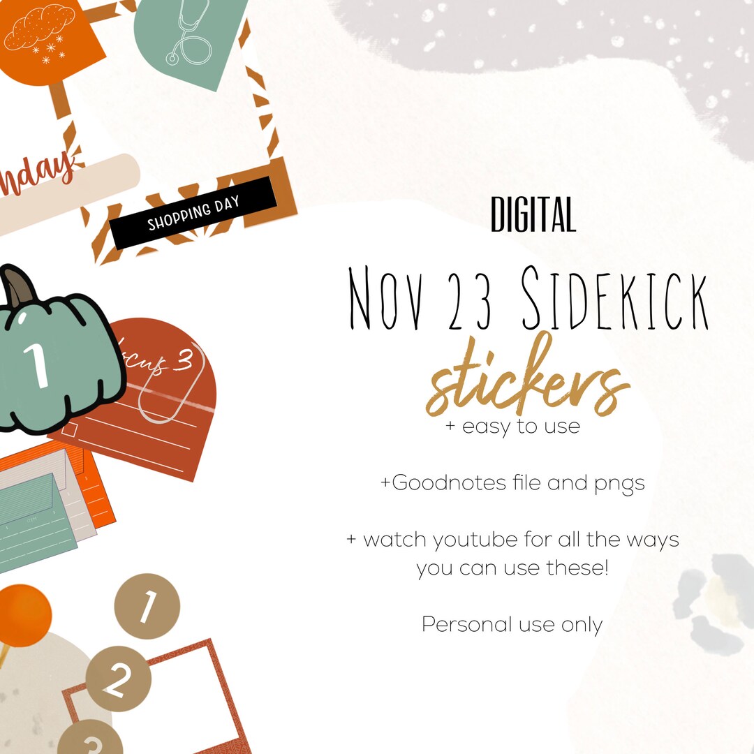 November 2023 Sidekick Digital Stickers, Goodnotes Modern Stickers ...
