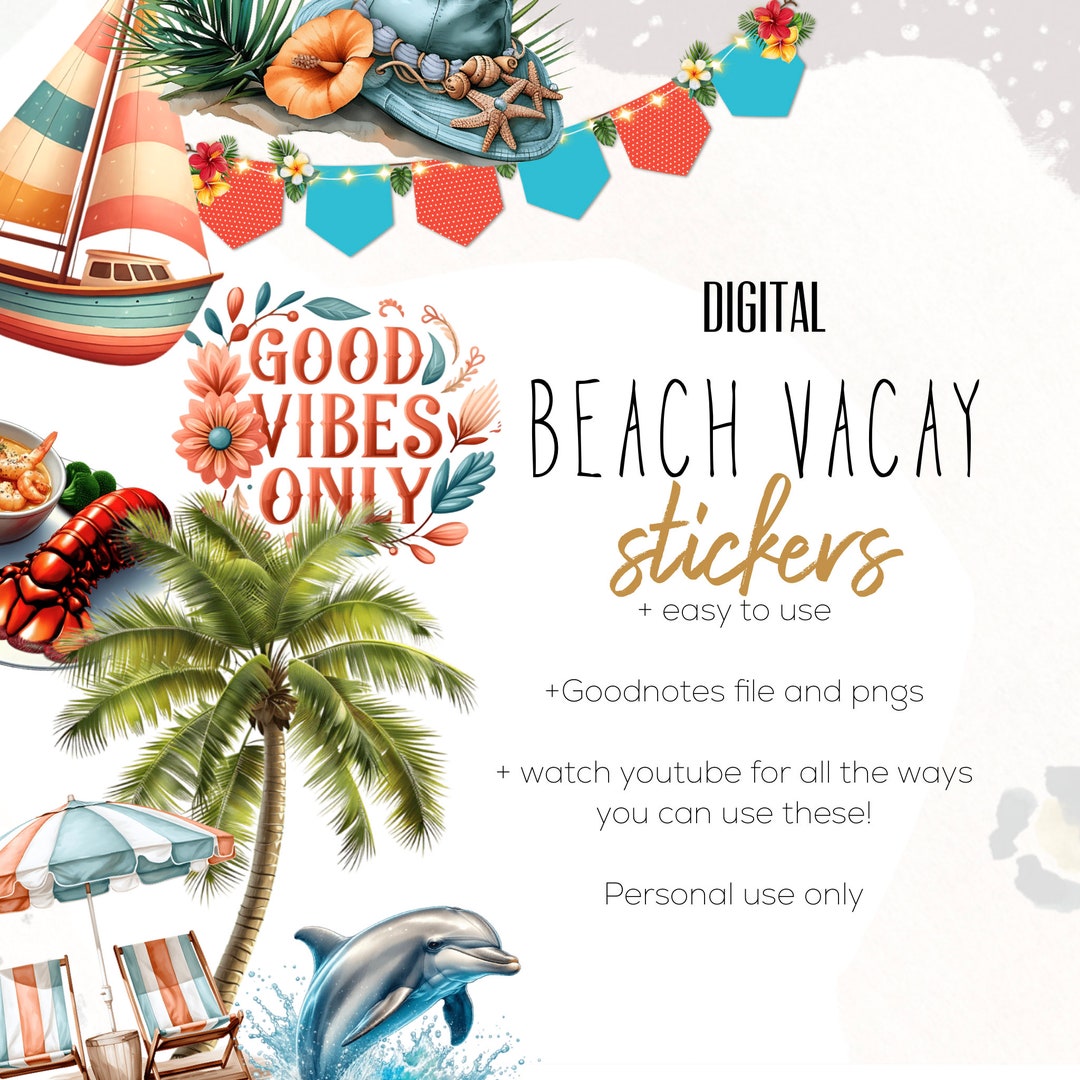 Beach Vacay Digital Stickers |vacation Stickers, Beach Stickers ...