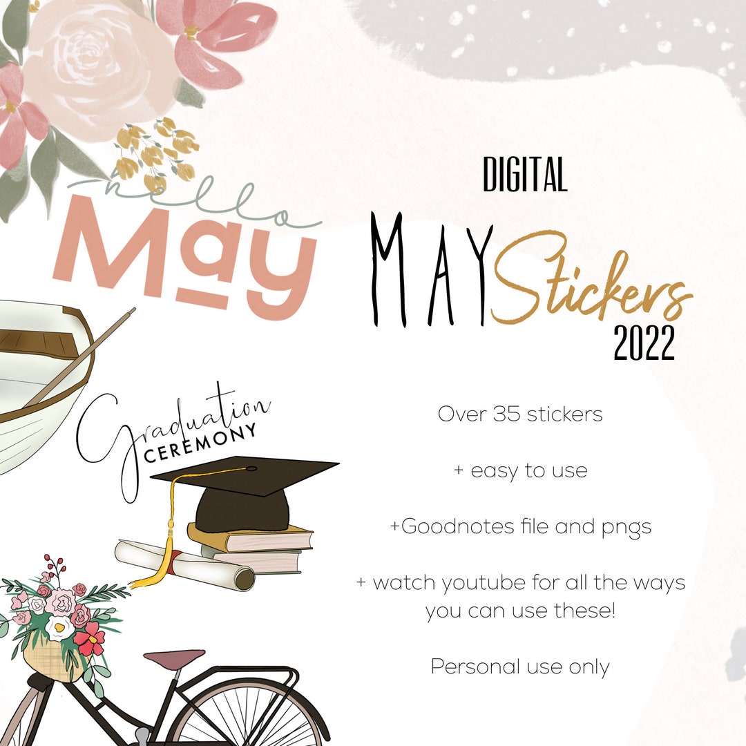 May Digital Stickers 2022 for Goodnotes, Spring Modern Minimalist ...