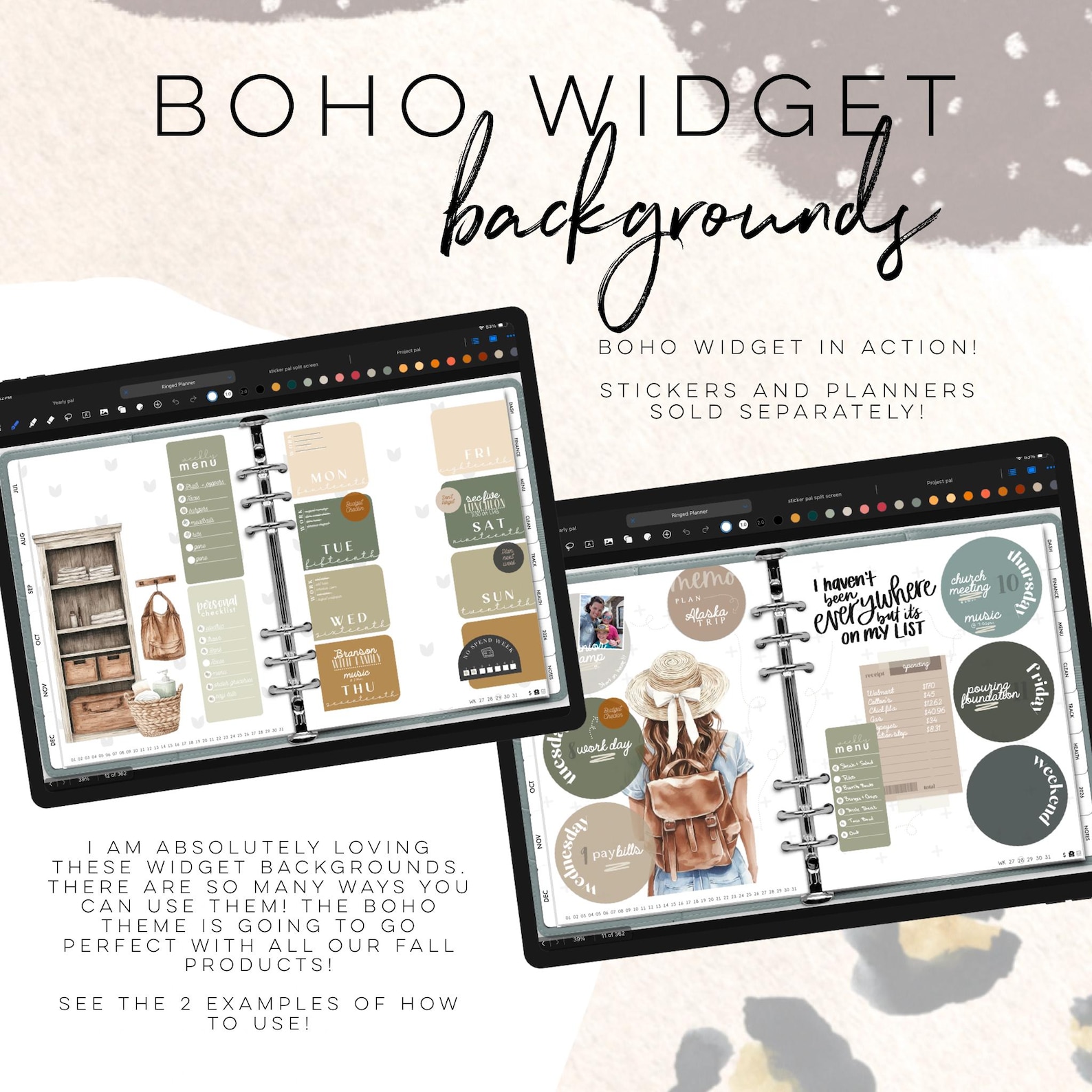 Boho Widget Backgrounds | Digital Goodnotes and Noteful Modern Stickers ...