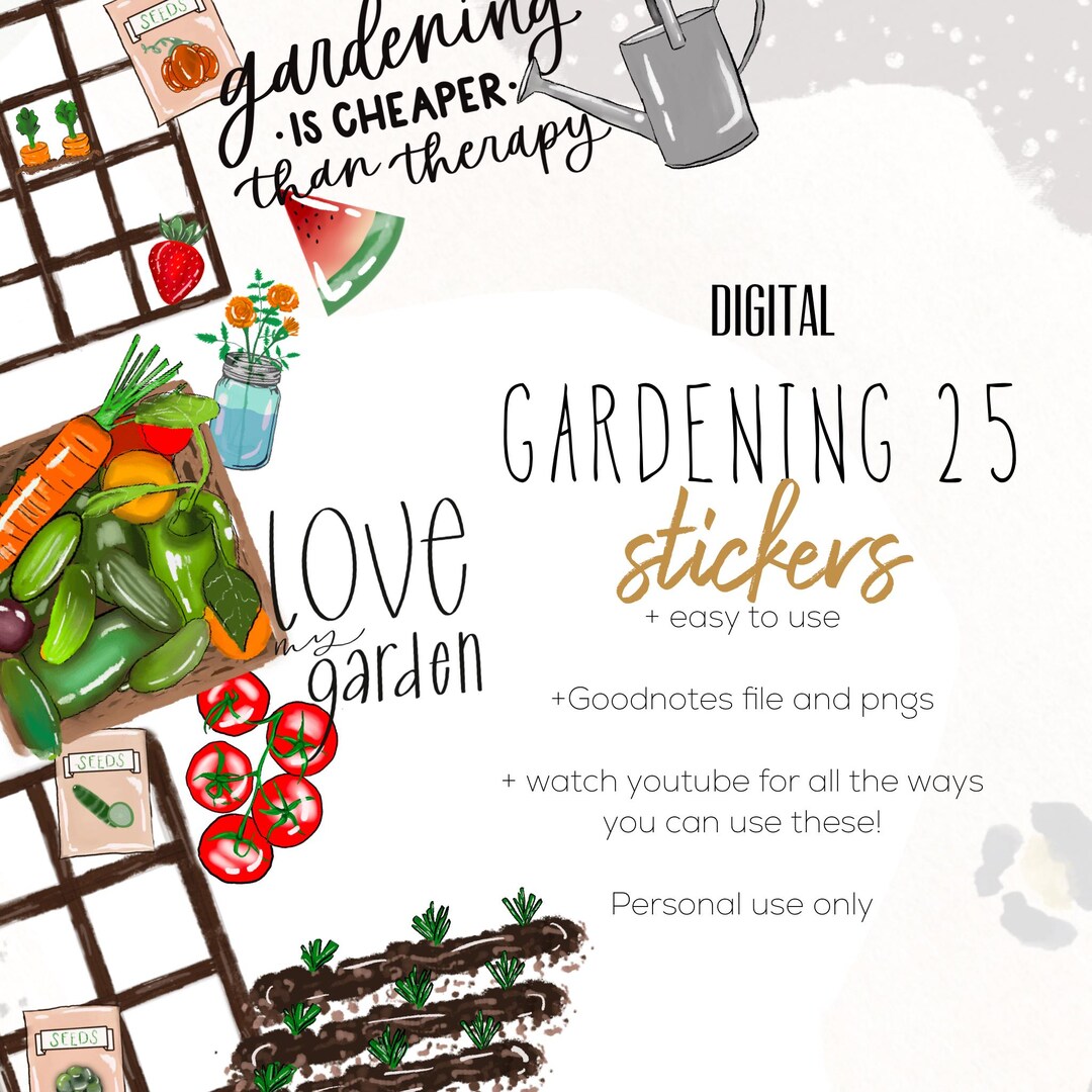 Gardening 25 Stickers for Goodnotes | Garden Digital Modern Stickers - Etsy