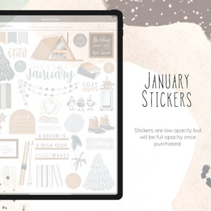 January Digital Stickers | New Year January Goodnotes Modern Stickers ...