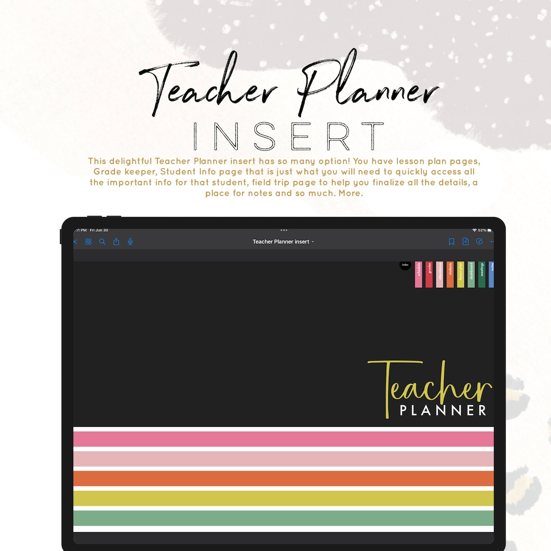 Teacher Planner Digital Insert, School Teacher Planner for Goodnotes ...
