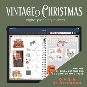 Vintage Christmas Digital Stickers for Goodnotes | Digital Holiday ...