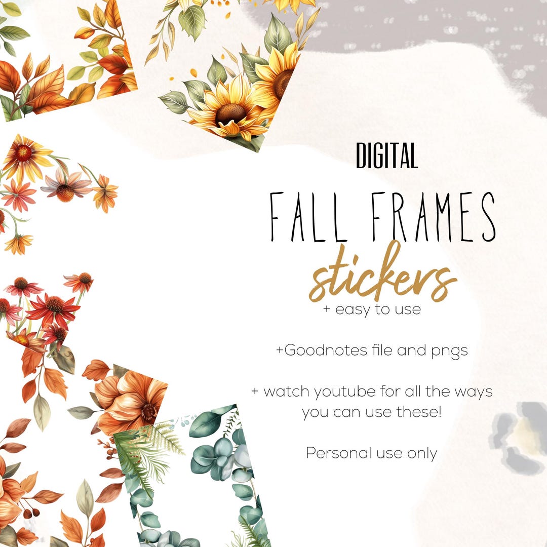 Fall Frames Digital Stickers | Fall Stickers, Goodnotes Modern Stickers ...