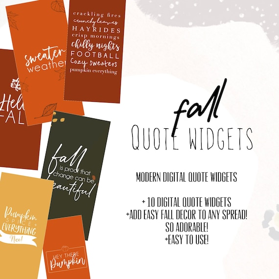 Fall Widgets Quotes Sticker Pack Fall Digital Quote | Etsy