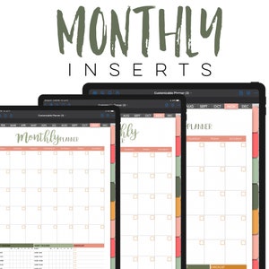 Monthly Planner Digital INSERTS for the Customizable Digital Planner ...