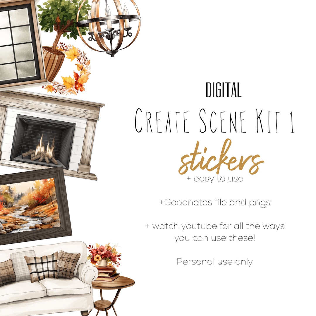 Create Scene Digital Sticker Kit 1 , Digital Planning, Furniture ...