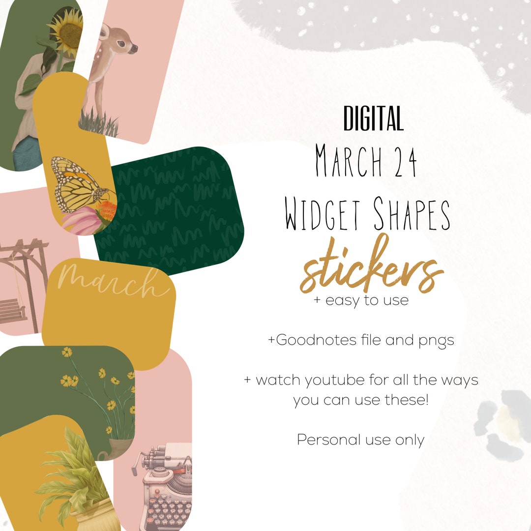 March 2024 Widget Shapes Digital Stickers | Spring Stickers Goodnotes ...