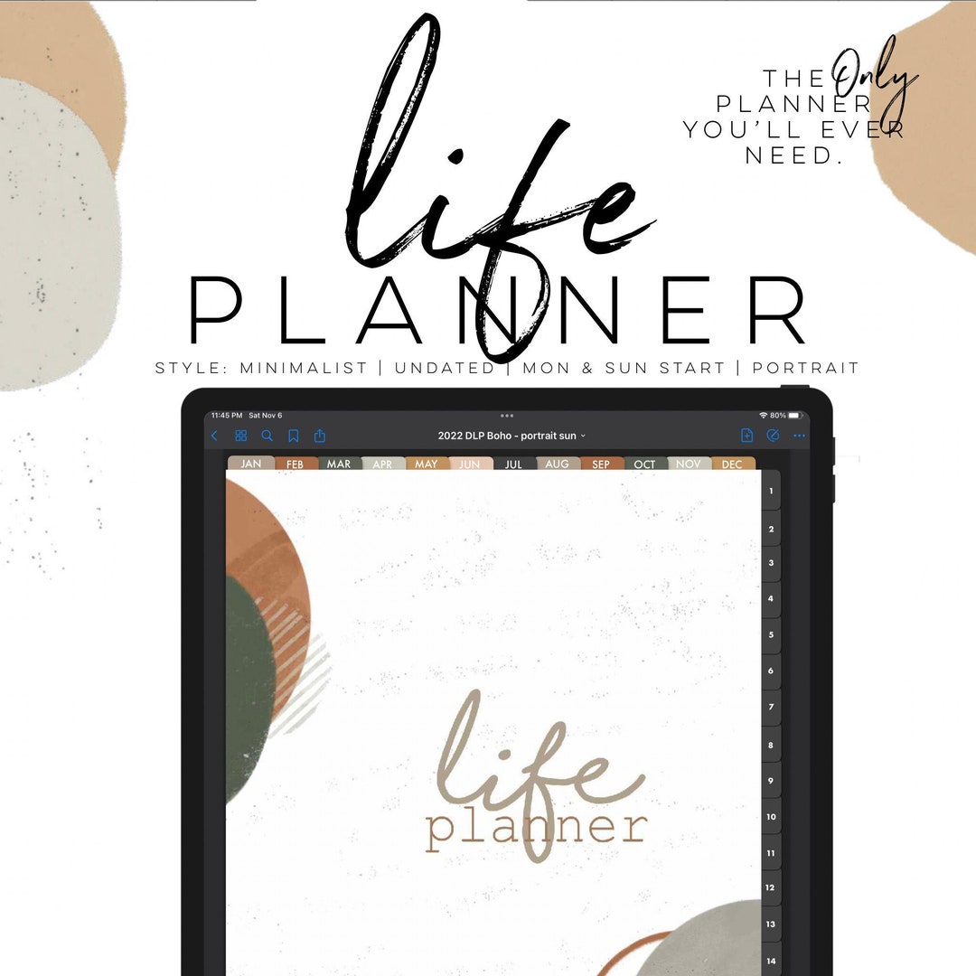 Life Planner BOHO Portrait Undated | Digital Life Planner Easy ...