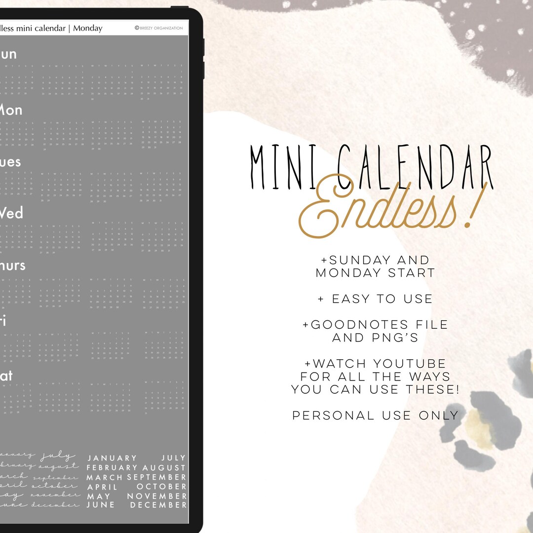 White Mini Calendars, Month Calendars for Daily Journaling | Endless ...