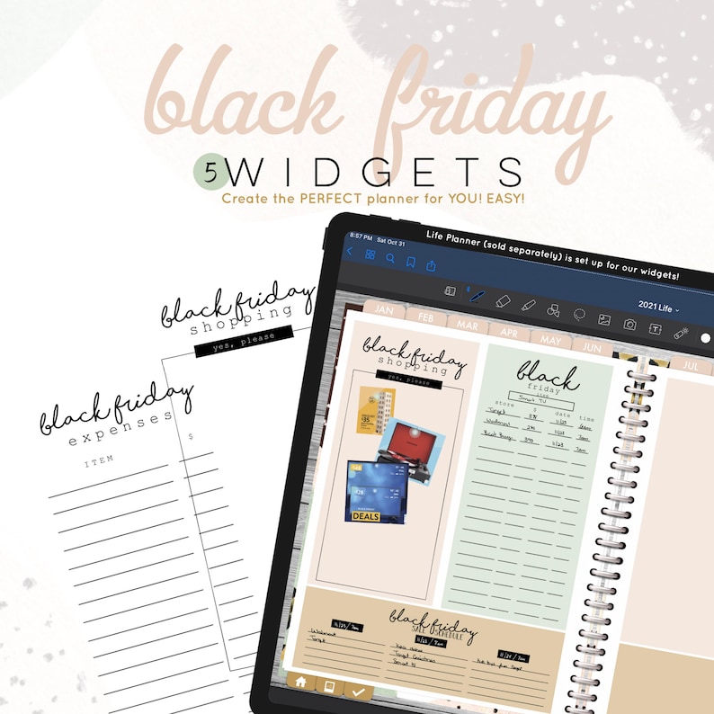 Black Friday widgets Shopping budget schedule hot deal | Etsy
