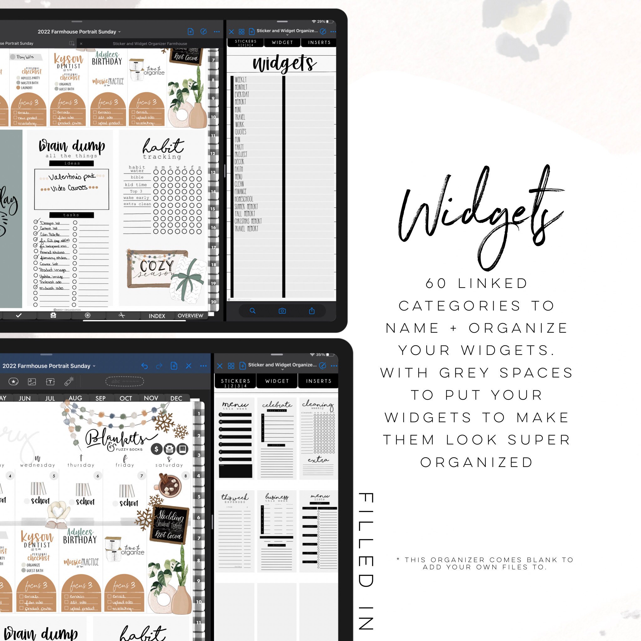 Digital Organizer splitscreen Sticker and Widget Planner | Etsy