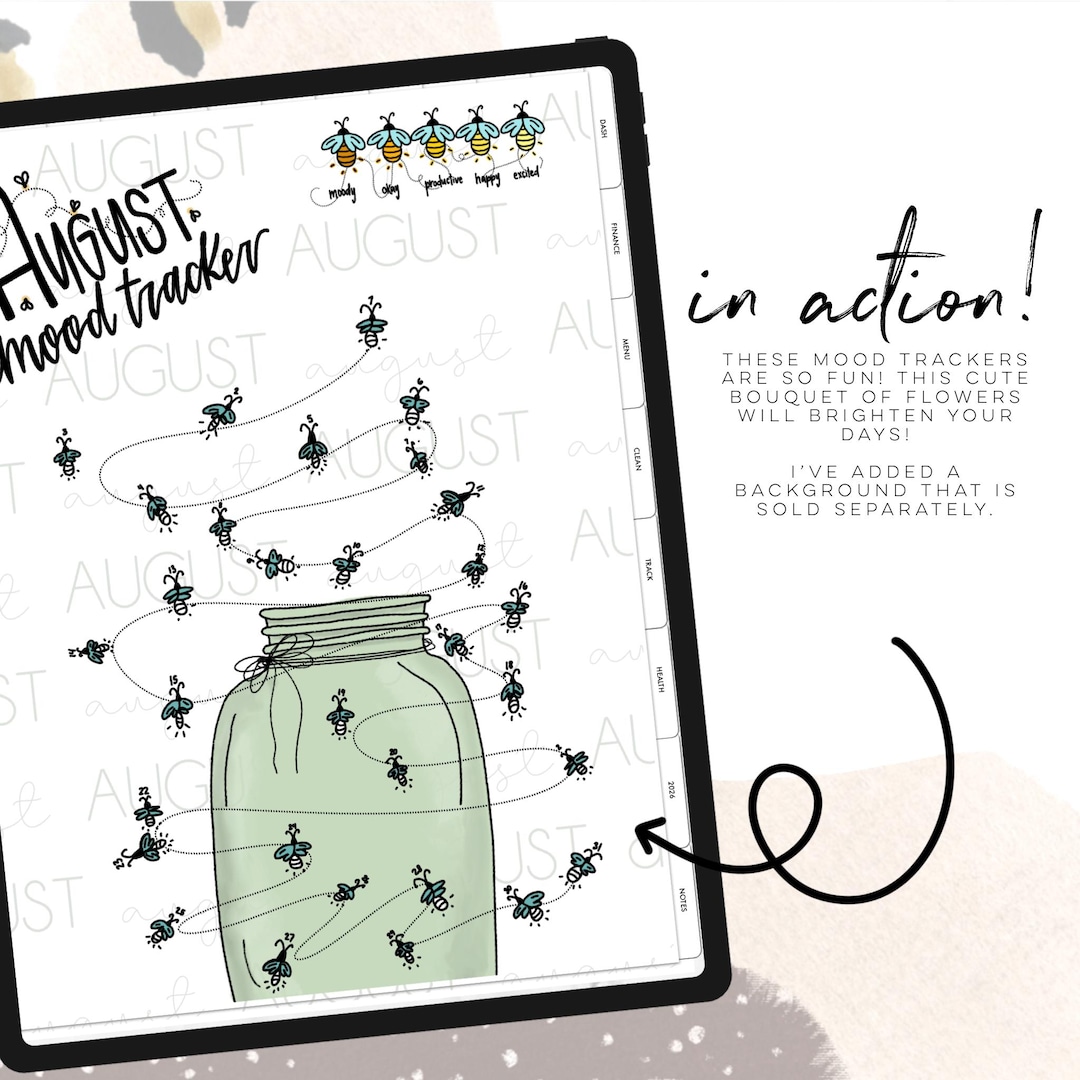 August Mood Tracker Stickers | Modern Digital Mood Stickers - Etsy