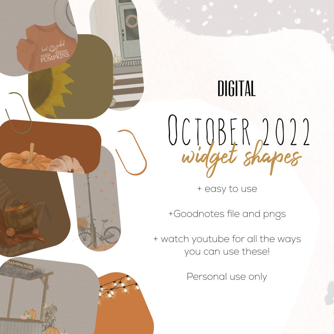 October 2022 Stickers Widgets for Goodnotes | October 2022 Digital ...