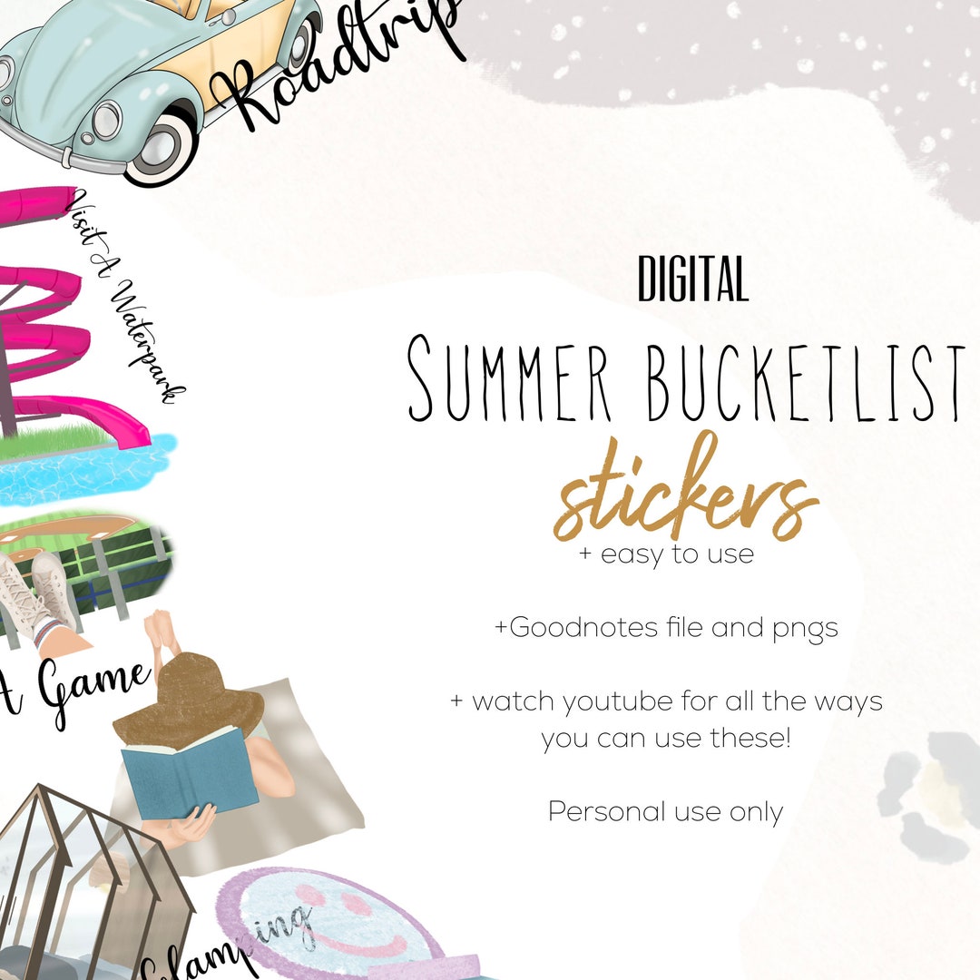 Summer Bucket List Digital Stickers | Summer Goodnotes Modern Stickers ...