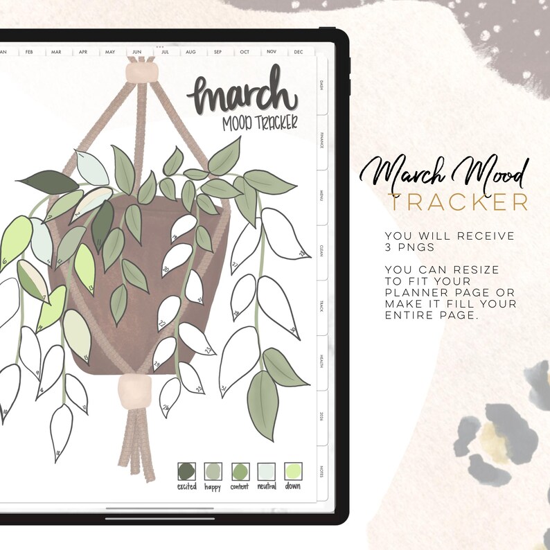 March Mood Tracker Stickers | Modern Digital Mood Stickers - Etsy