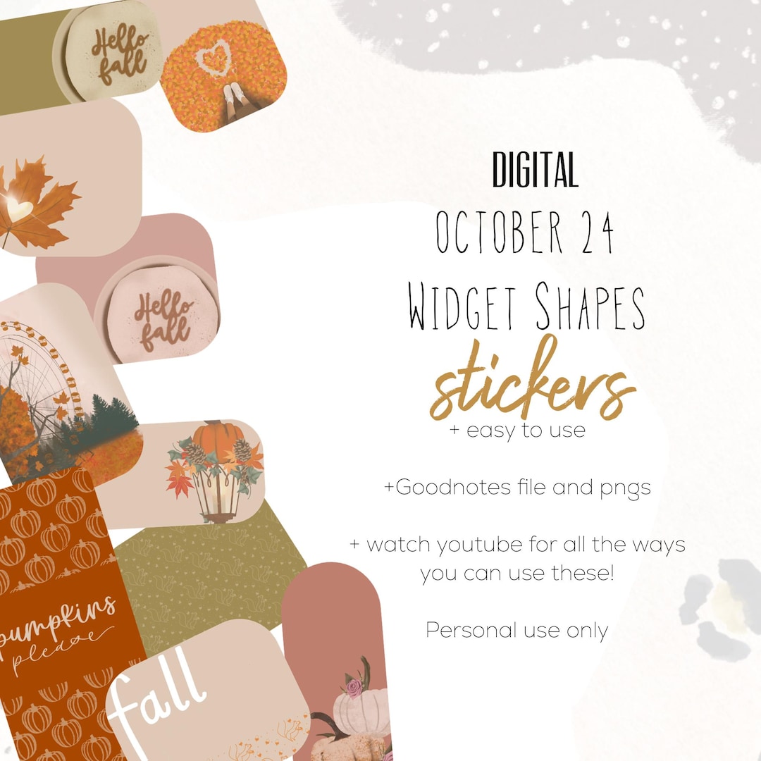 October Shape Widgets 2024 for Goodnotes | Fall Colored Digital Widget ...