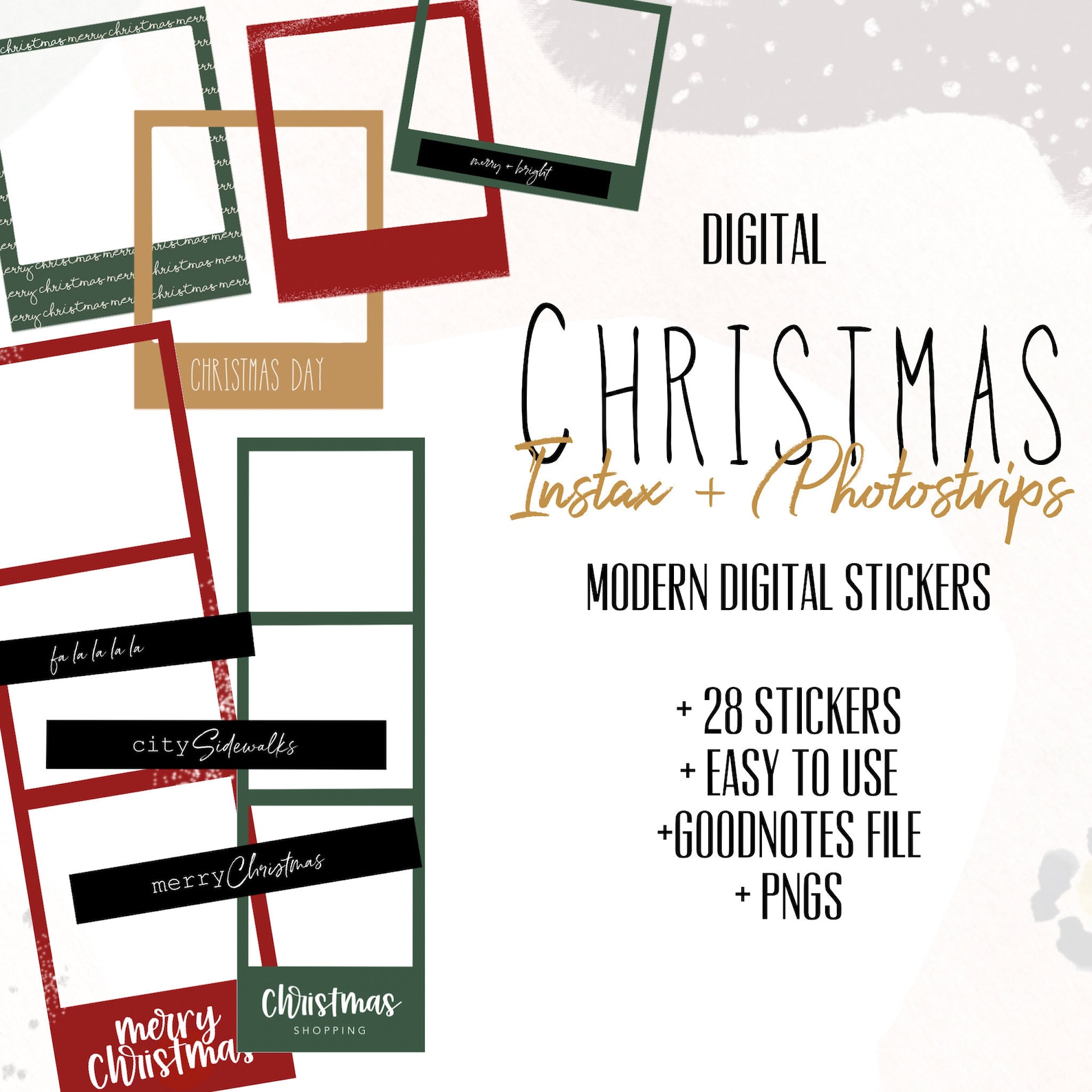 Christmas Instax Frames Stickers Digital Frames for Digital - Etsy
