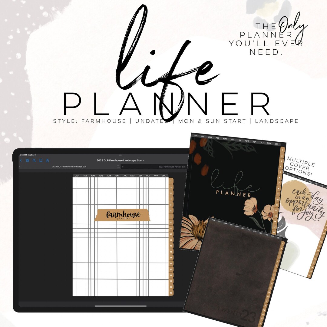 UNDATED Life Planner Farmhouse Landscape | Digital Life Planner Easy ...
