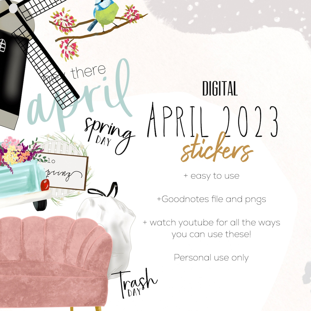 April 2023 Digital Stickers | Spring Goodnotes Modern Stickers, Digital ...