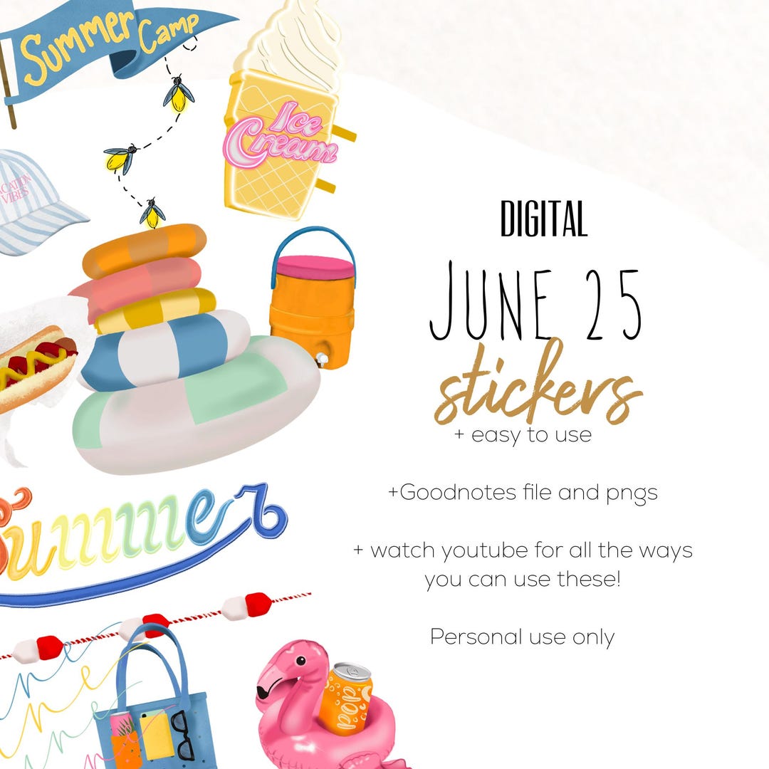 June 25 Digital Stickers | Goodnotes and Noteful Stickers | Modern ...